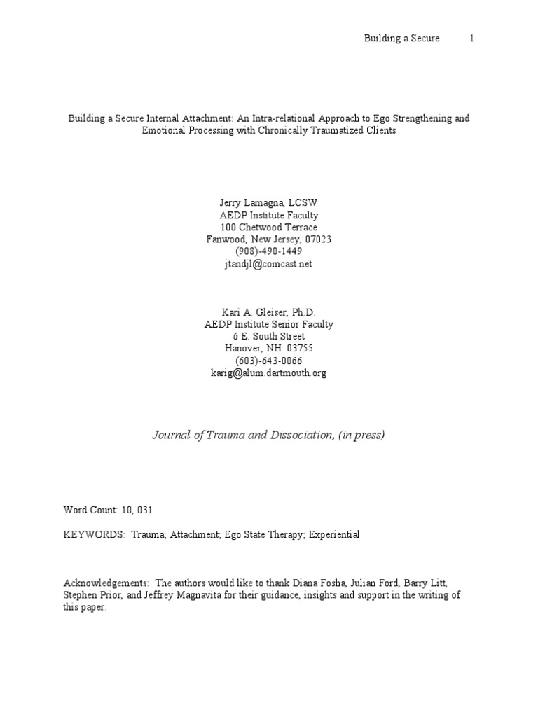 Building A Secure Internal Attachment - An Intra-Relational Approach To ...