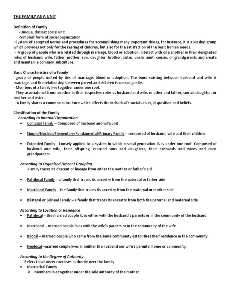 The Family As A Unit | PDF | Family | Adolescence