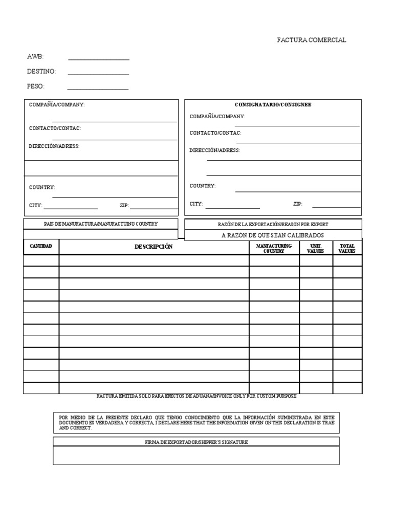 MODELO FACTURA COMERCIAL