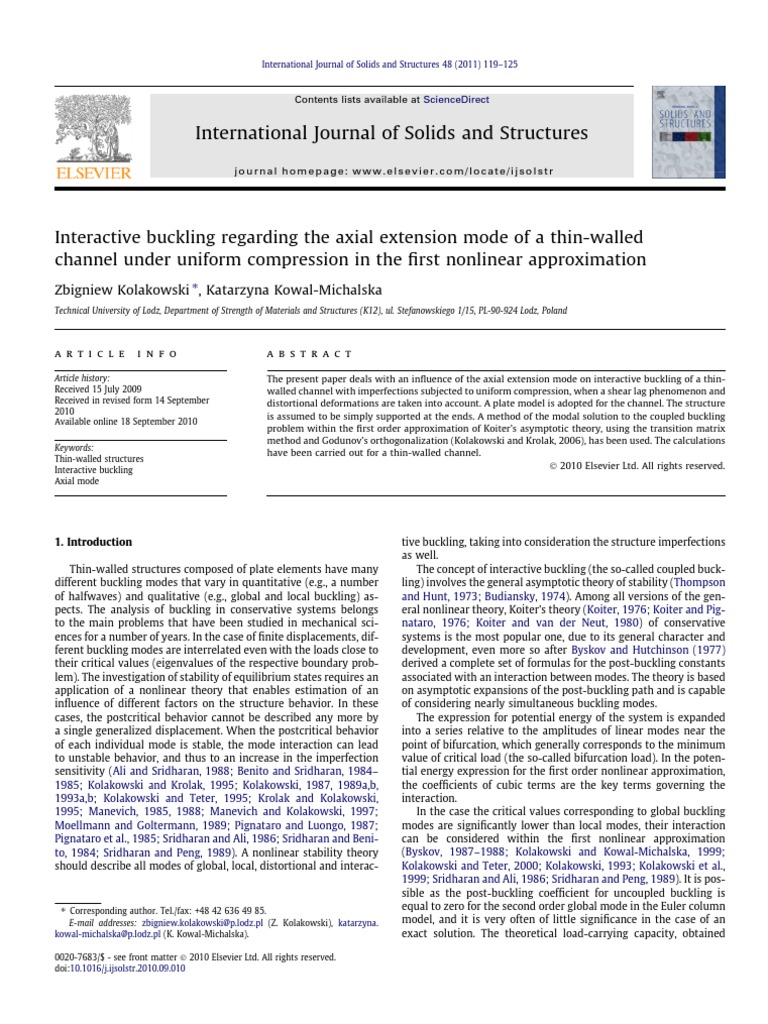 Thin Walled Structures | PDF | Buckling | Normal Mode
