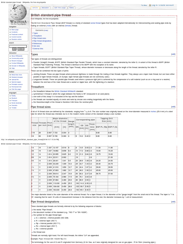British Standard Pipe Thread | Download Free PDF | Tools | Pipe (Fluid ...