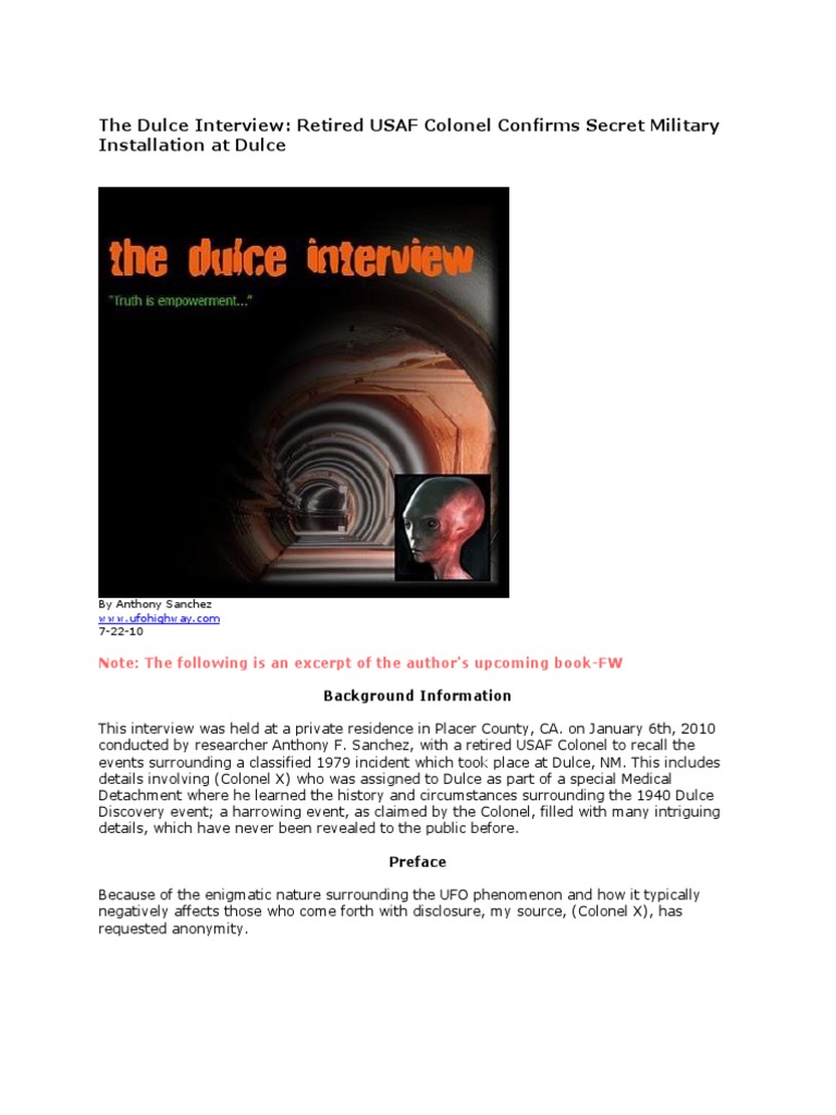 Dulce Interview: Secret Military Base | PDF | Unidentified Flying ...