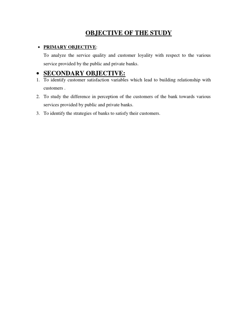 Objective of The Study | PDF | Sampling (Statistics) | Banks
