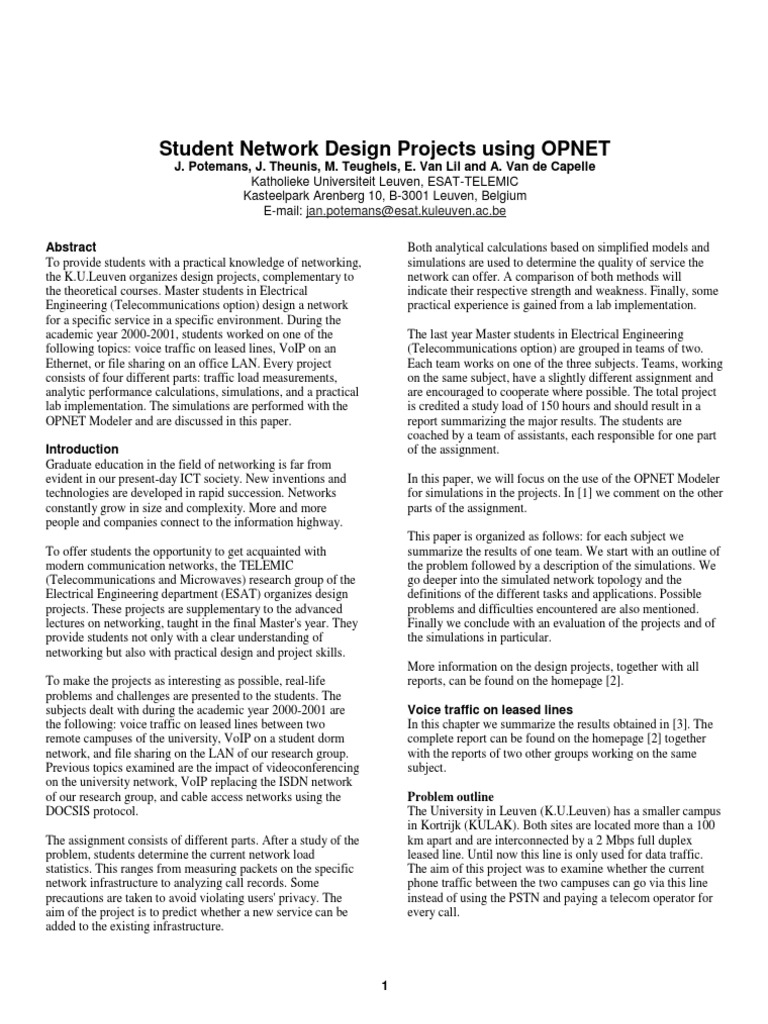 Student Network Design Projects Using OPNET | PDF | Network Switch ...