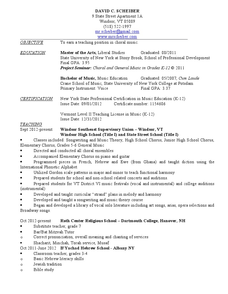 Dave Resume | PDF | Choir | Music Education