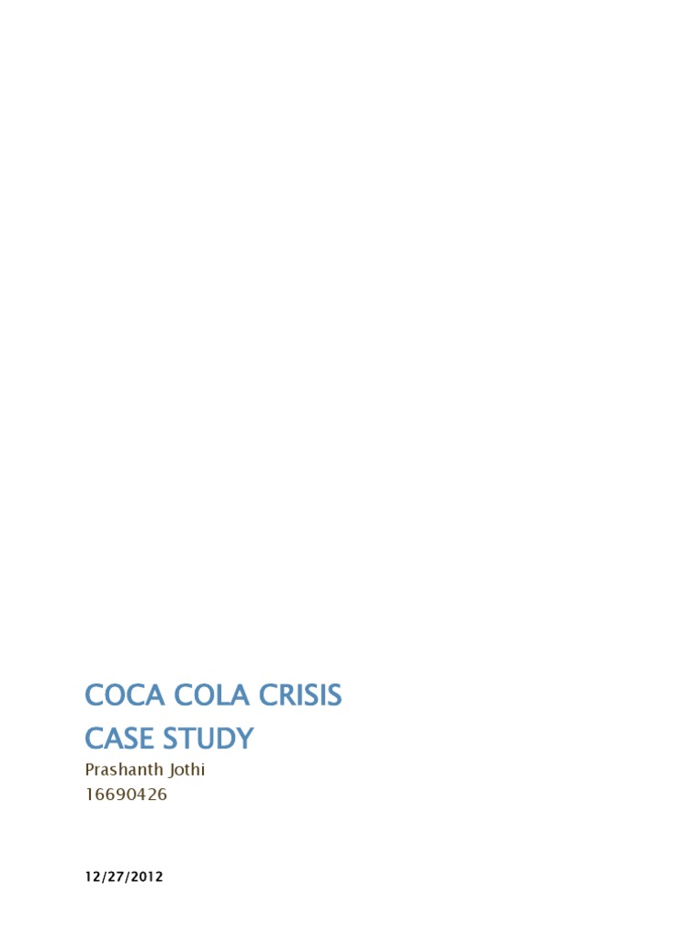 Coca Cola Crisis | PDF | Stakeholder (Corporate) | Coca Cola