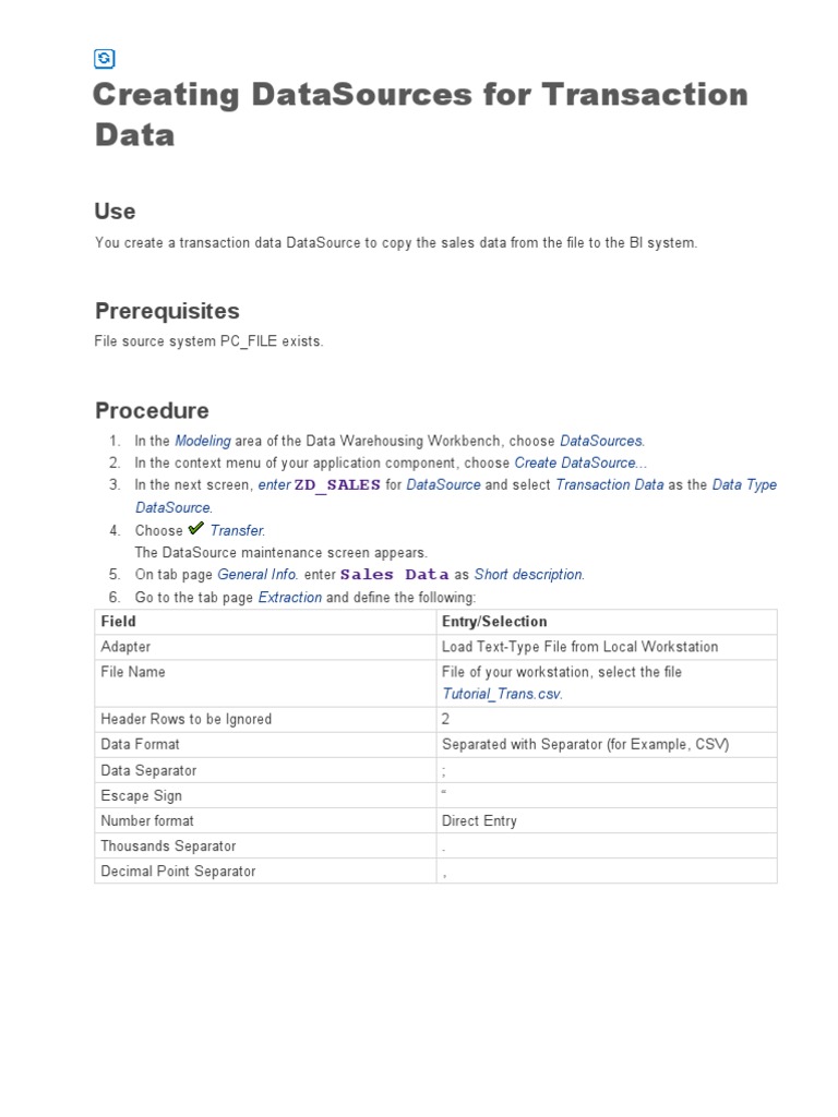 Sap Bi Data Source | PDF