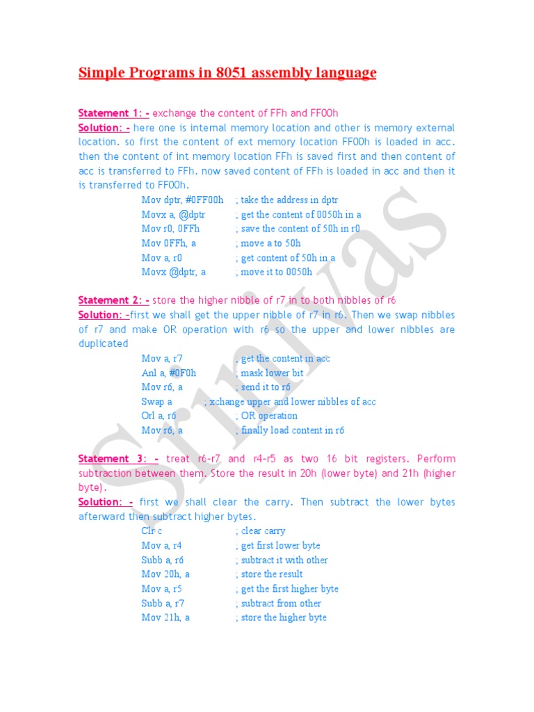 8051 Assembly Language Programs | PDF | Digital Technology | Computer Data