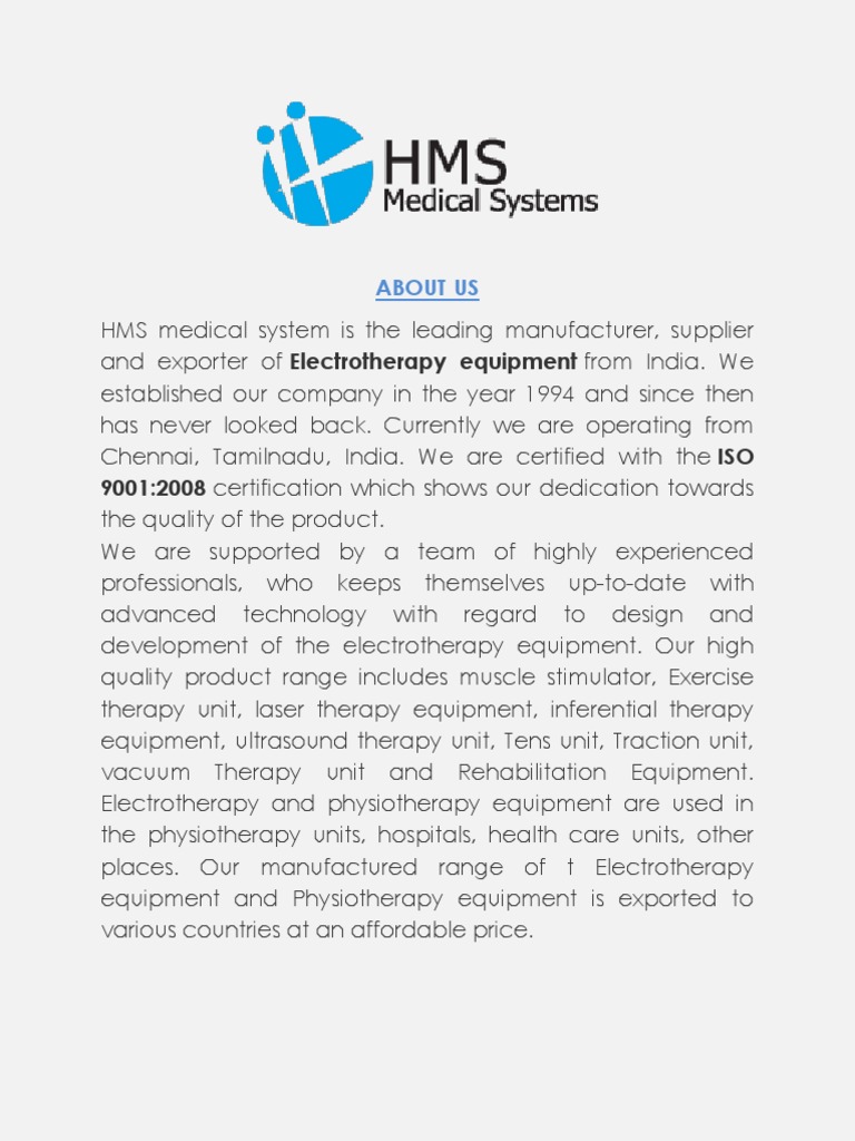 Interferential Therapy Unit-HMS Medical System | PDF | Physical Therapy ...
