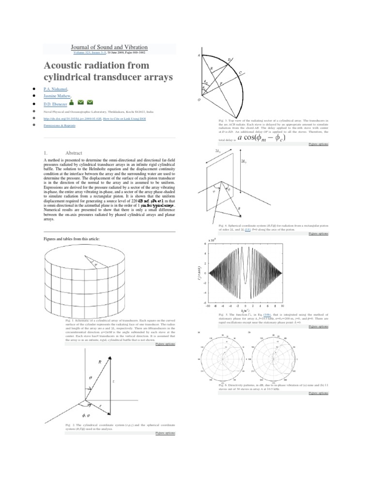 Acoustic Radiation From Cylindrical Arrays | PDF | Coordinate System ...