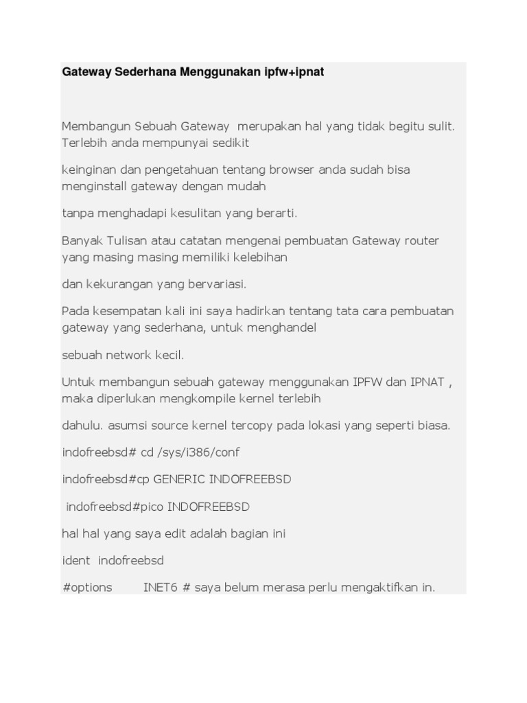 Simple Gateway With IPFW | PDF | Protokol Kontrol Transmisi | Protokol ...