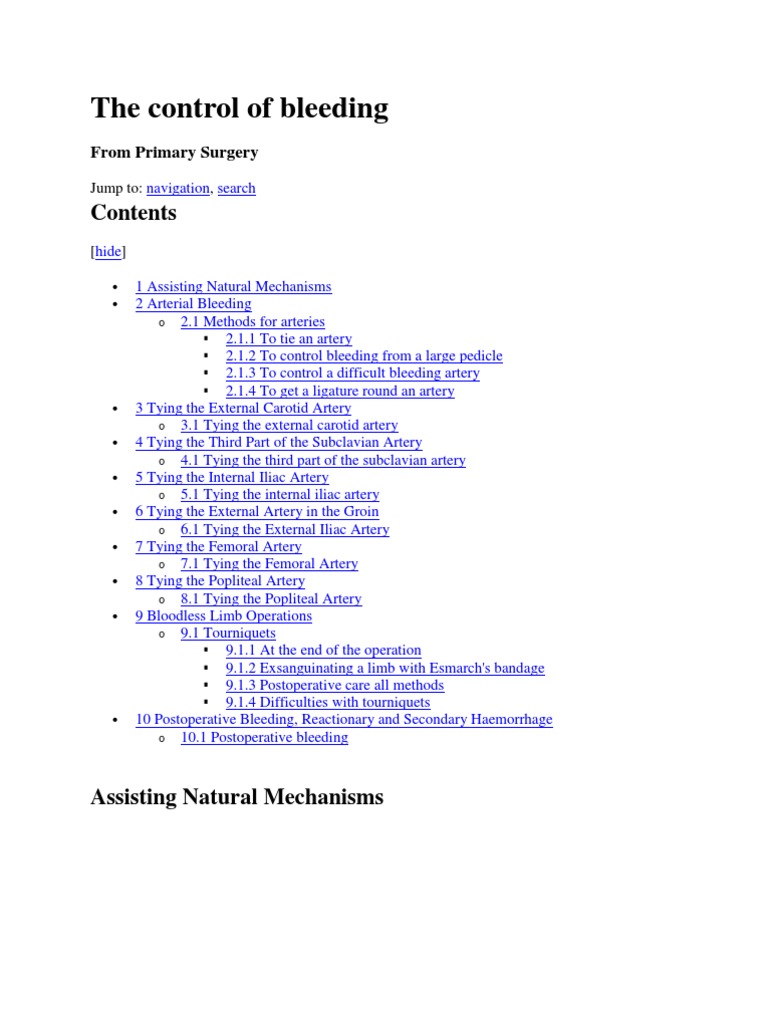 The Control of Bleeding | PDF | Common Carotid Artery | Human Anatomy