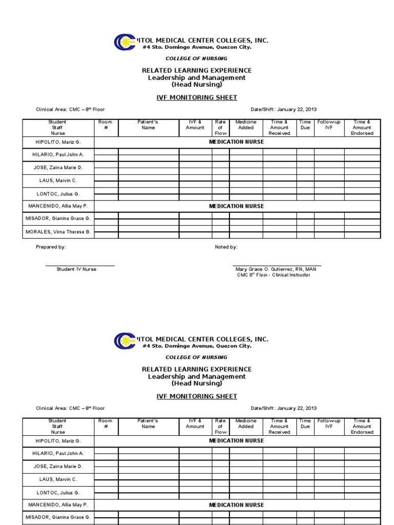 IVF Monitoring Sheet | PDF