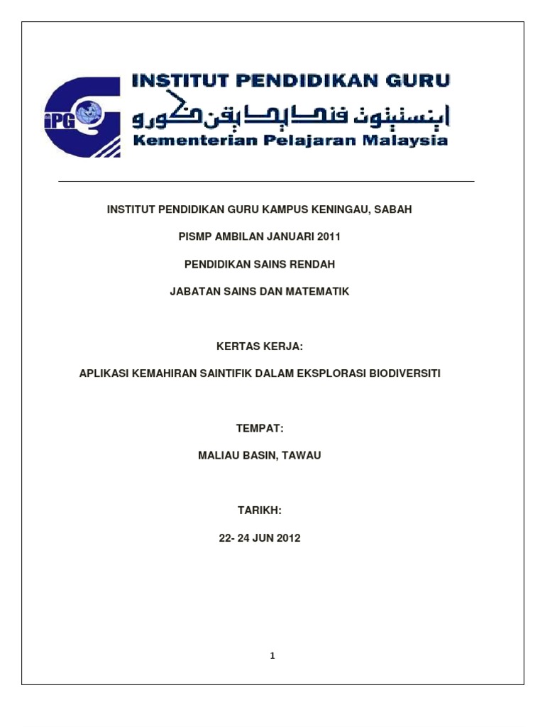 Contoh Kertas Kerja IPG | PDF | Sains & Matematika