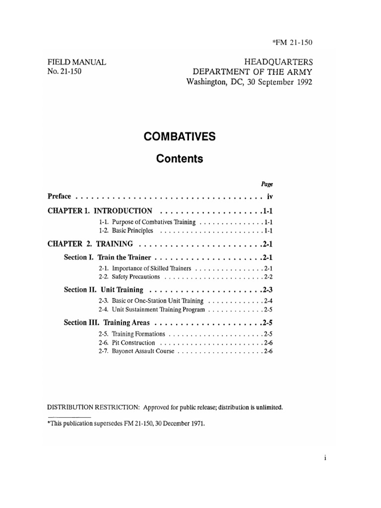 Field Manual - US Army - FM 21-150 - Combatives | PDF