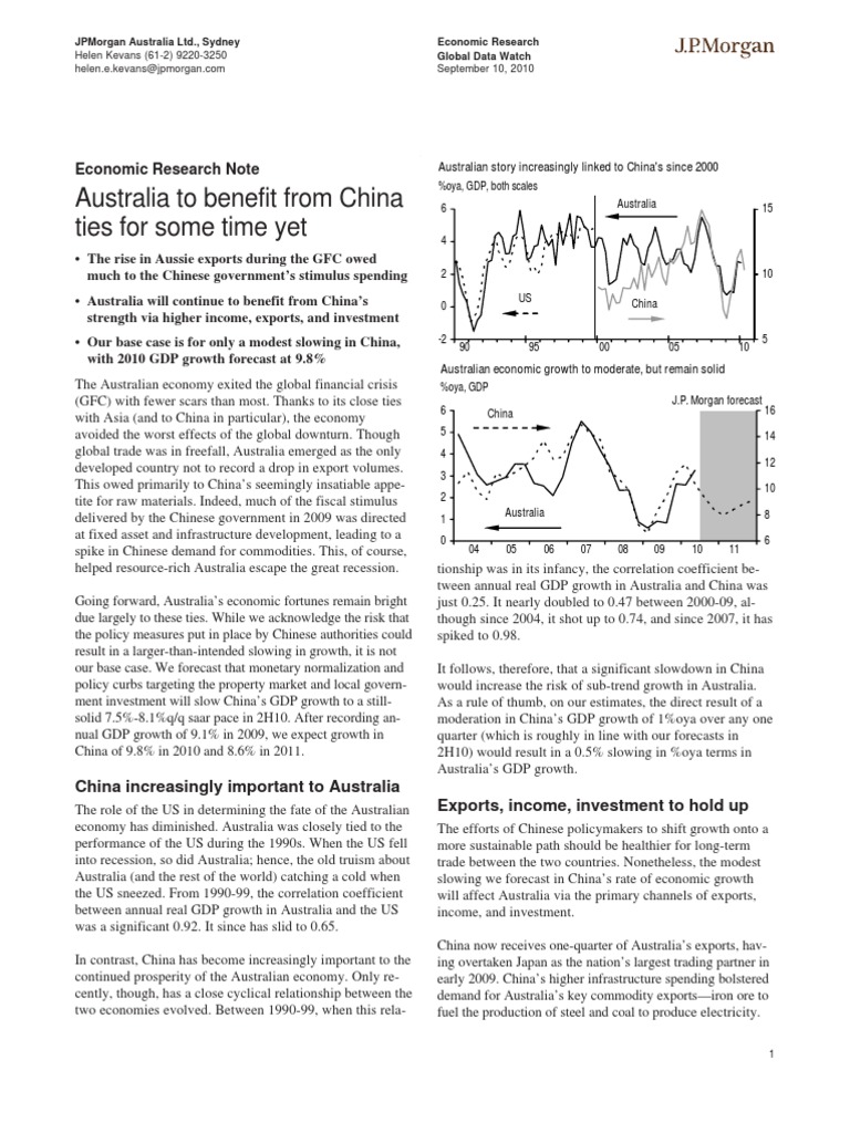 Australia To Benefit From China Ties For Some Time Yet: Economic ...