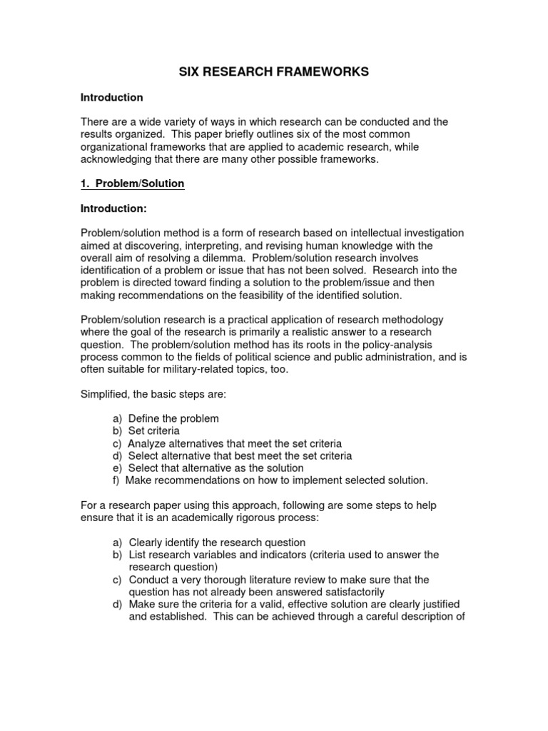 Six Research Frameworks | PDF | Survey Methodology | Statistics