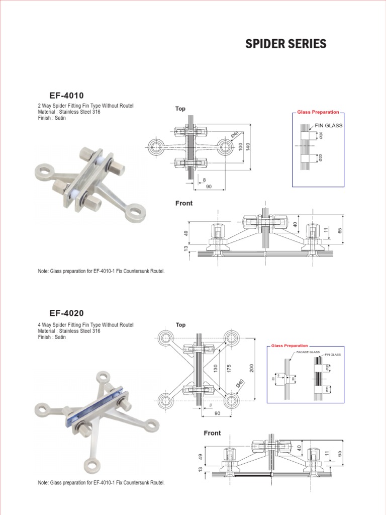 Spider Glass Detail Brochure | PDF | Washer (Hardware) | Nut (Hardware)