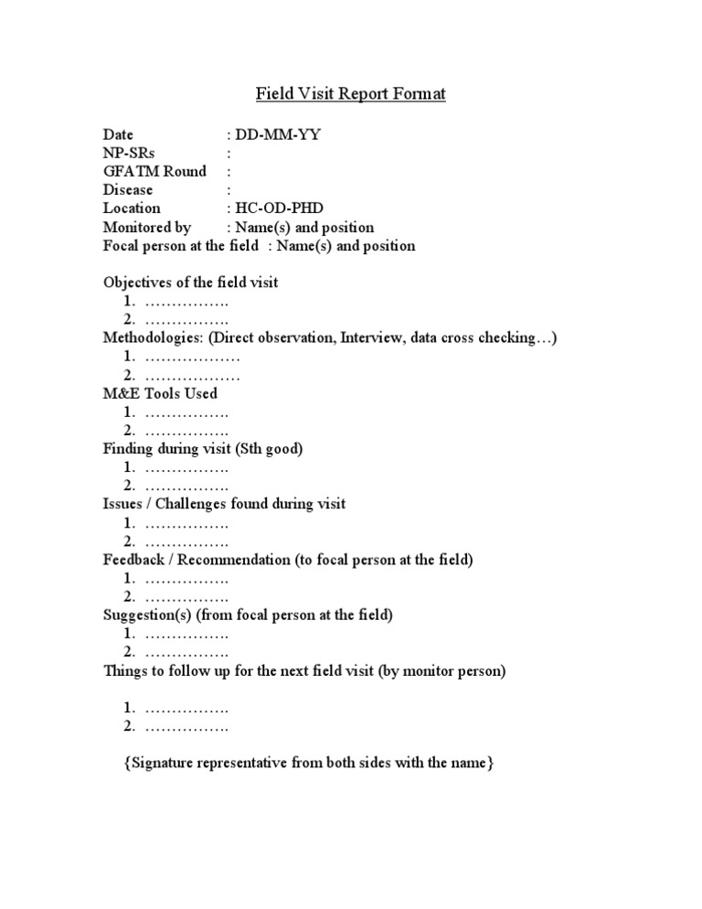 Field Visit Report Format | PDF