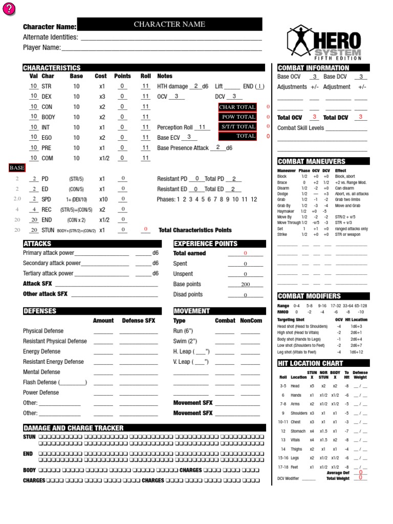 Hero 5th Character Sheet | PDF
