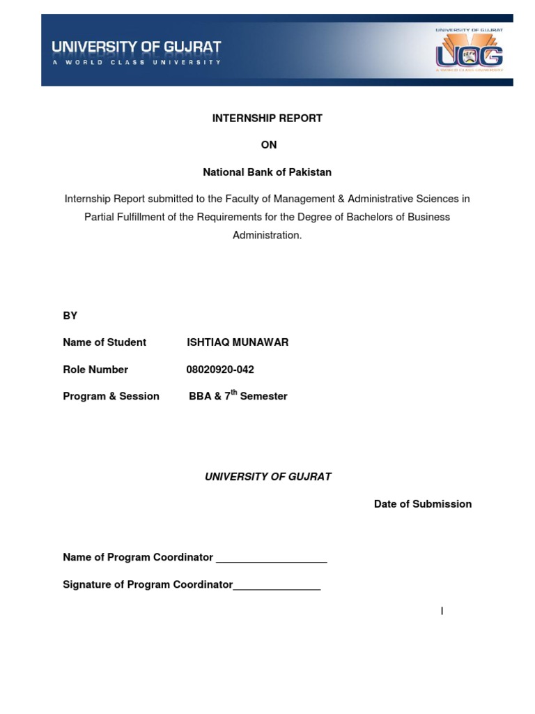 BBA Internship Report: NBP | PDF