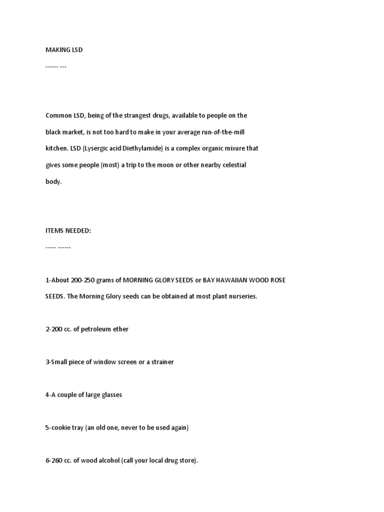 Making LSD | PDF | Lysergic Acid Diethylamide | Psilocybin