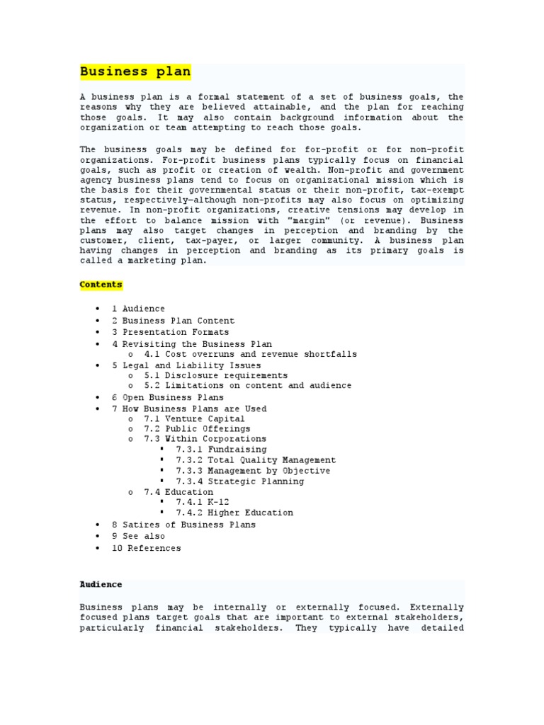 Business Plan | Business Plan