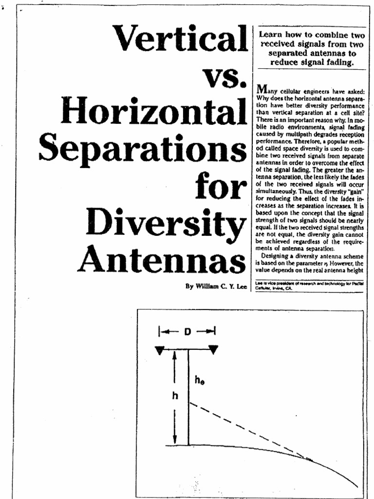 Horizontal Vs Vertical Separation in Space Diversity Antennas | PDF ...