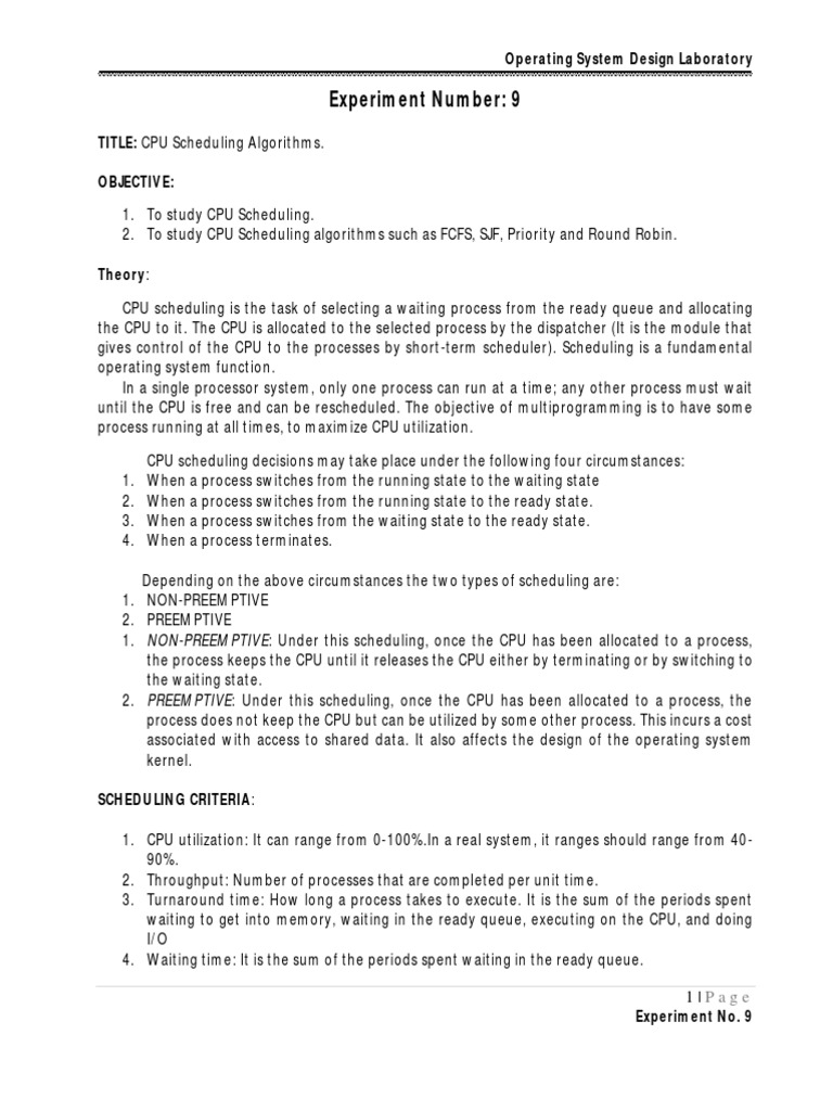 Cpu Scheduling Algorithm | PDF | Scheduling (Computing) | Process ...