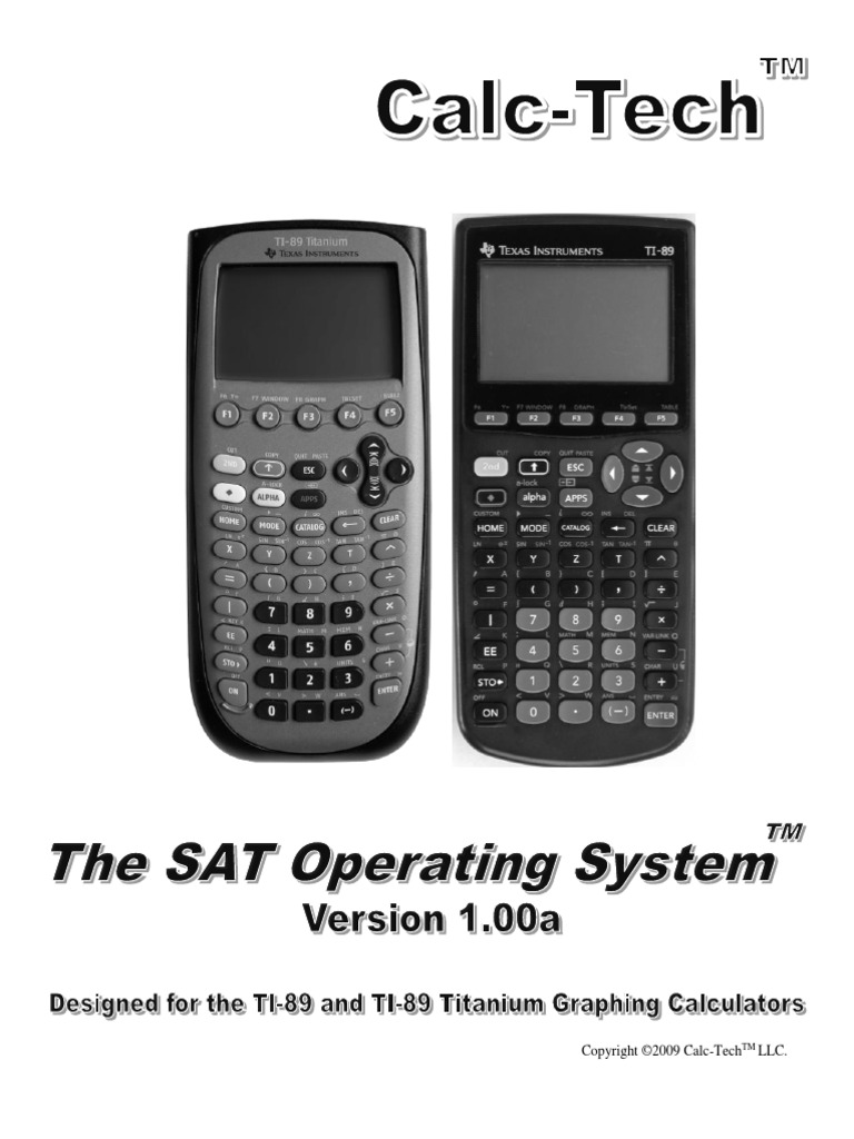 SAT Calculator Program SAT Operating System TI-89 Titanium Trial Manual ...
