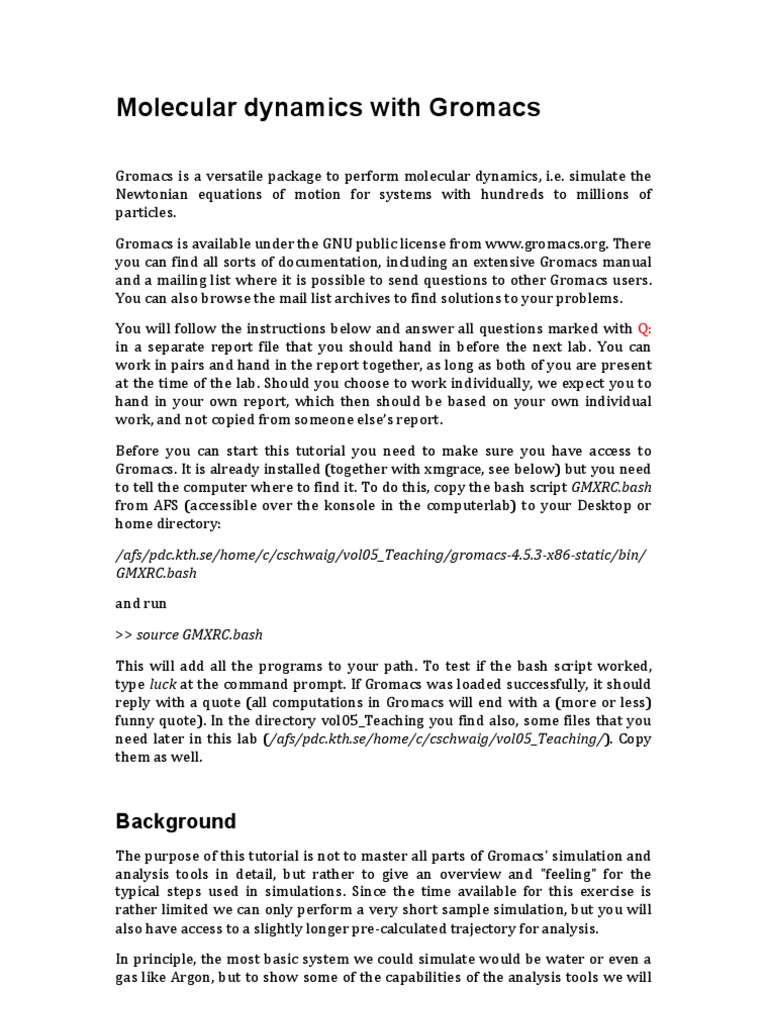 Molecular Dynamic Simulation Gromacs | PDF | Protein Data Bank ...