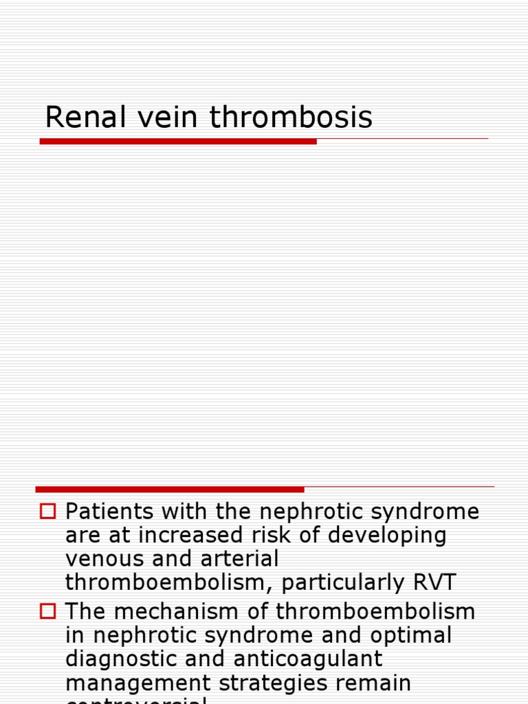 Renal Vein Thrombosis in Nephrotic Syndrome | PDF | Coagulation | Body ...