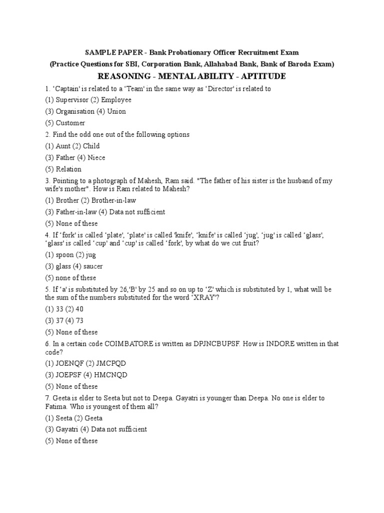 Banking Exam Question Paper | PDF | Sales | Bit
