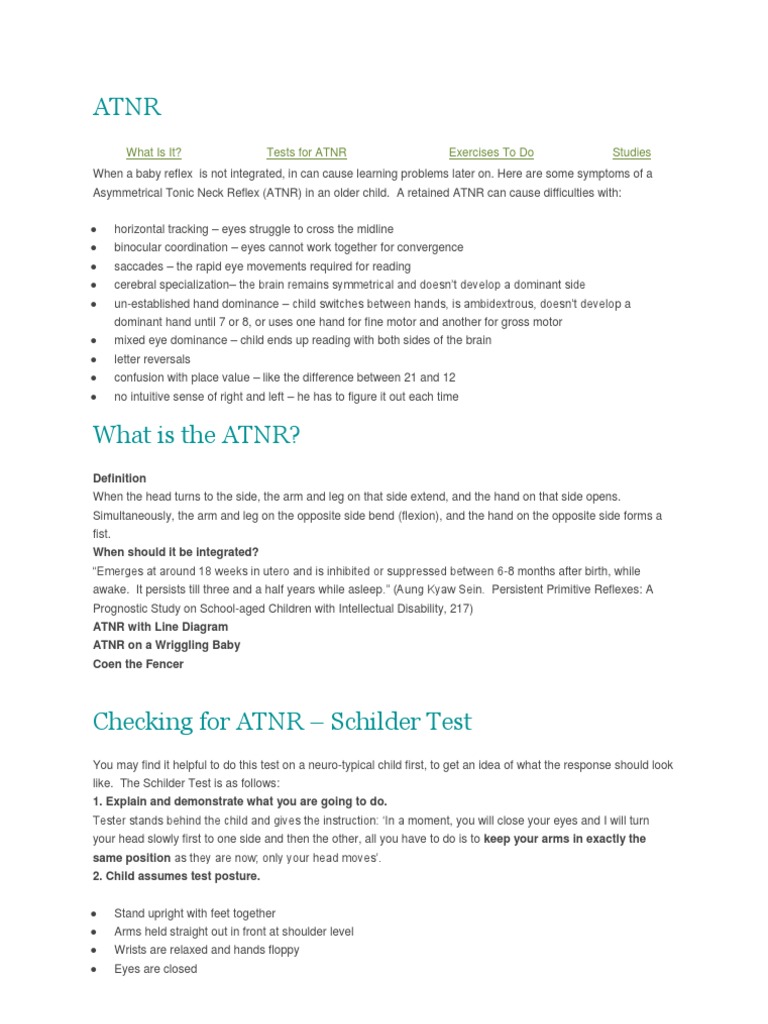 ATNR | PDF | Dyslexia | Nervous System