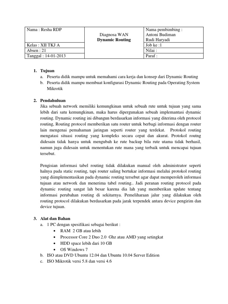 Laporan Dynamic Routing (RIP Dan OSPF) | PDF