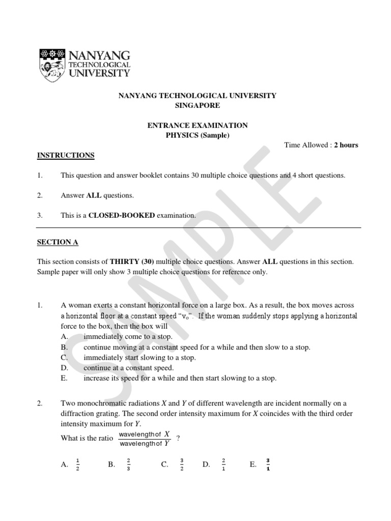 NTU Sample Physics | PDF | Heat | Temperature