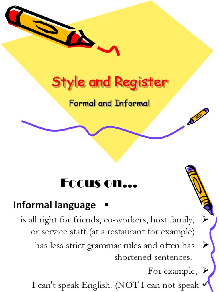 Language Description - Style and Register | English Language | Vocabulary