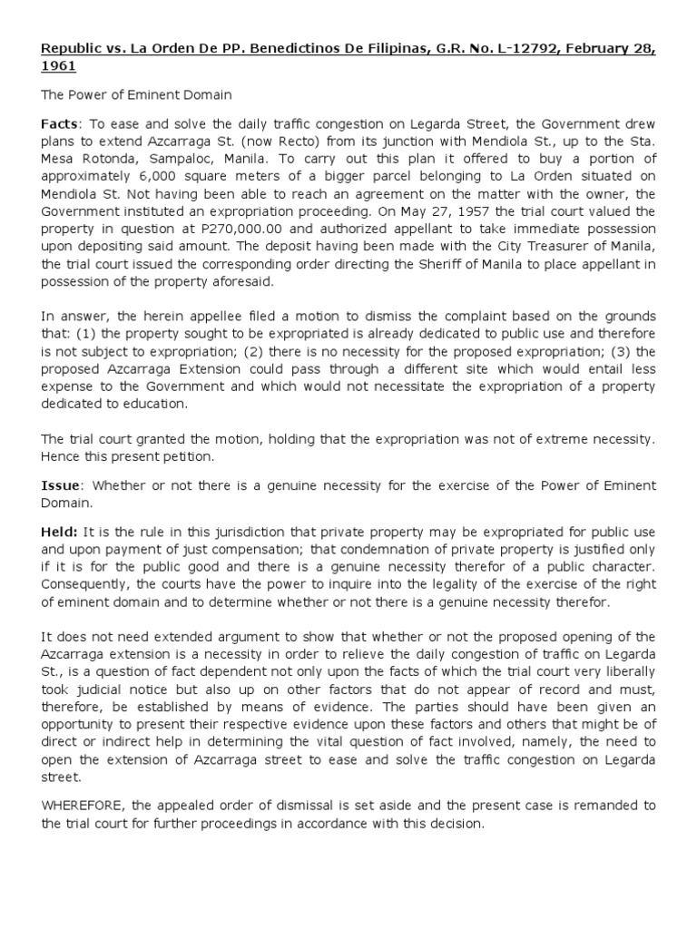 EMINENT DOMAIN Digested Cases | PDF | Just Compensation | Eminent Domain
