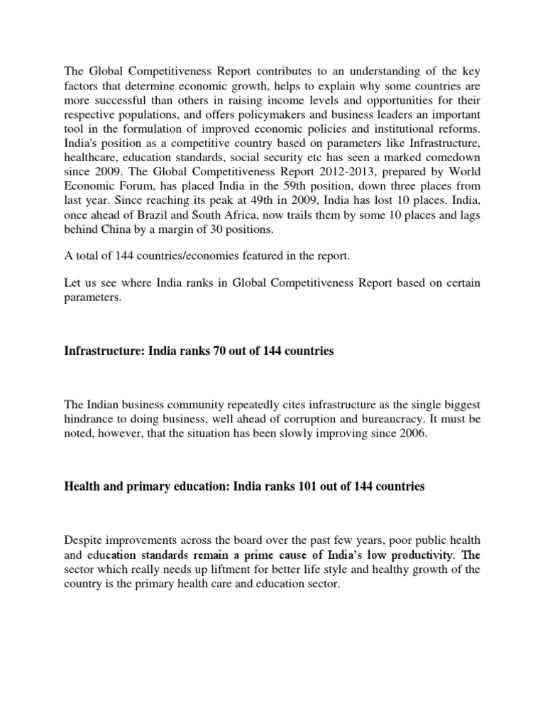 India's Global Competitiveness Decline | PDF