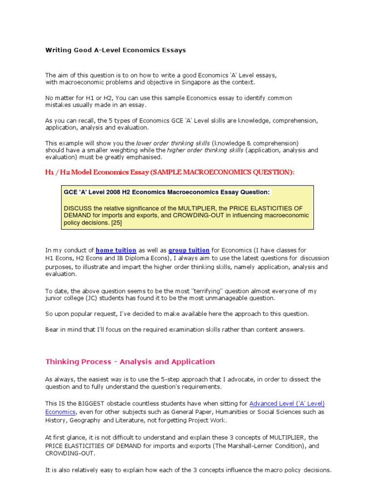 A-Level Economics Essay Writing Guide | PDF | Monetary Policy | Fiscal ...