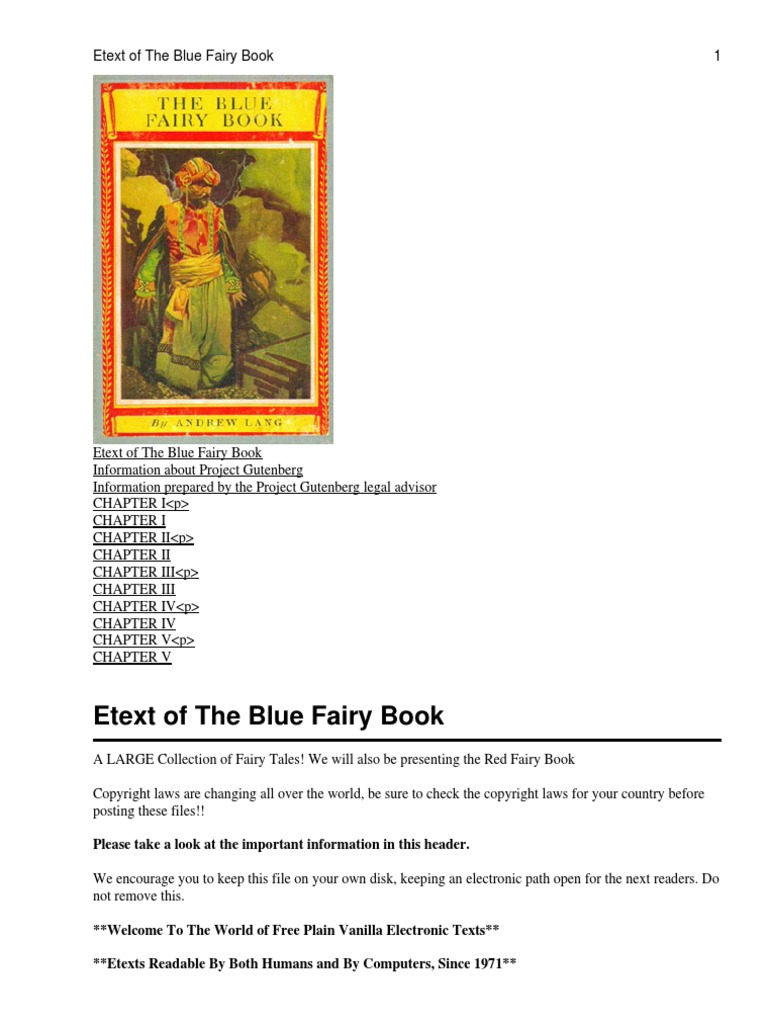The Blue Fairy Book | PDF | Project Gutenberg | E Text