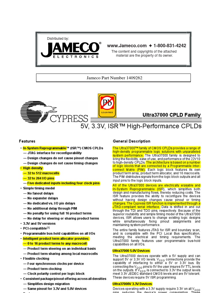 Cypress CPLD | PDF | Computer Engineering | Electronics