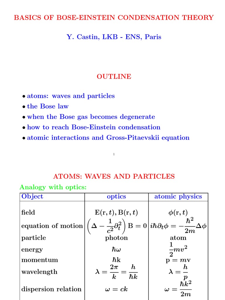 Bose -Einstein condensation theory | Gases | Materials Science