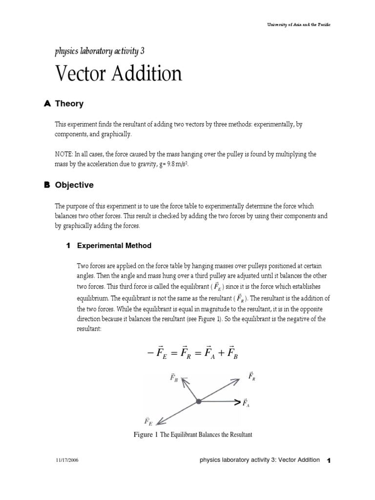 Vector Addition | PDF | Force | Euclidean Vector