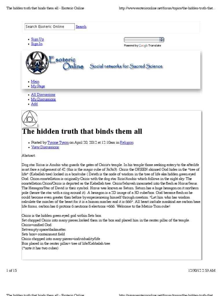 Hidden Esoteric Truths Online | PDF | Osiris | Horus