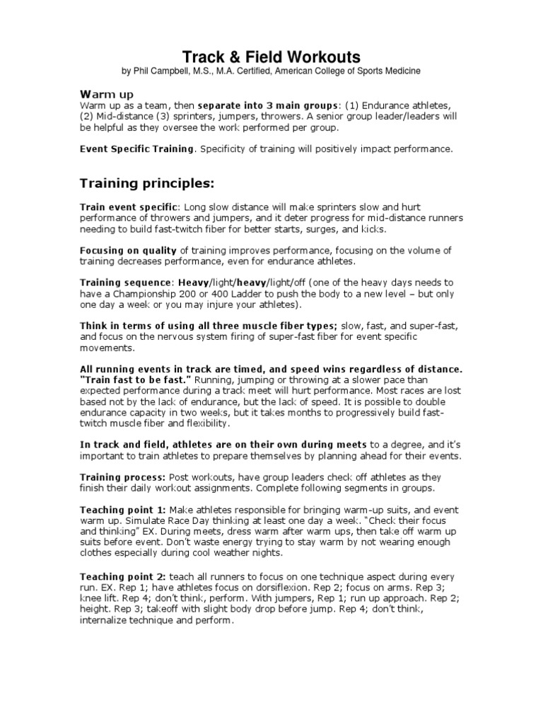 Track 2010 Workouts | PDF | Track And Field | Muscle