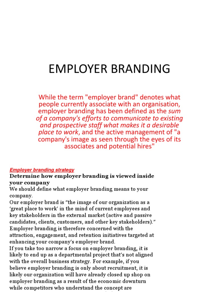 Employer Branding Strategy Overview | PDF | Brand | Strategic Management