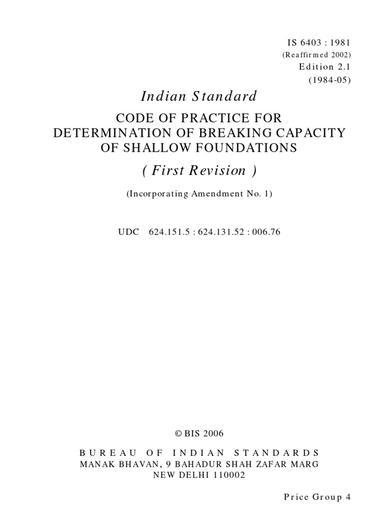 Code of Practice For Determination of Breaking Capacity of Shallow ...