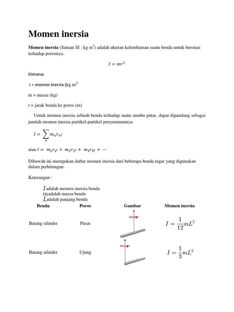 Momen Inersia | PDF | Sains & Matematika