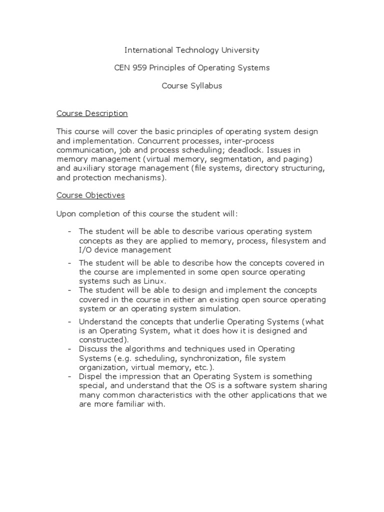 Principles of Operating Systems | PDF | Process (Computing) | Operating System